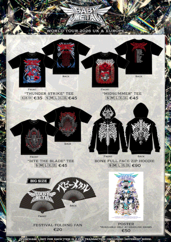 【海外】BABYMETALワールドツアー2026のイギリス＆ヨーロッパ公演のグッズが発表された | べビメタだらけの・・・